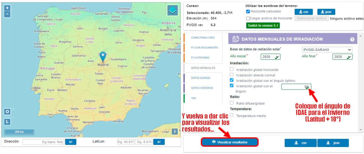 5️⃣ Cálculo de la Hora Solar Pico y el ángulo de inclinación óptimo ...